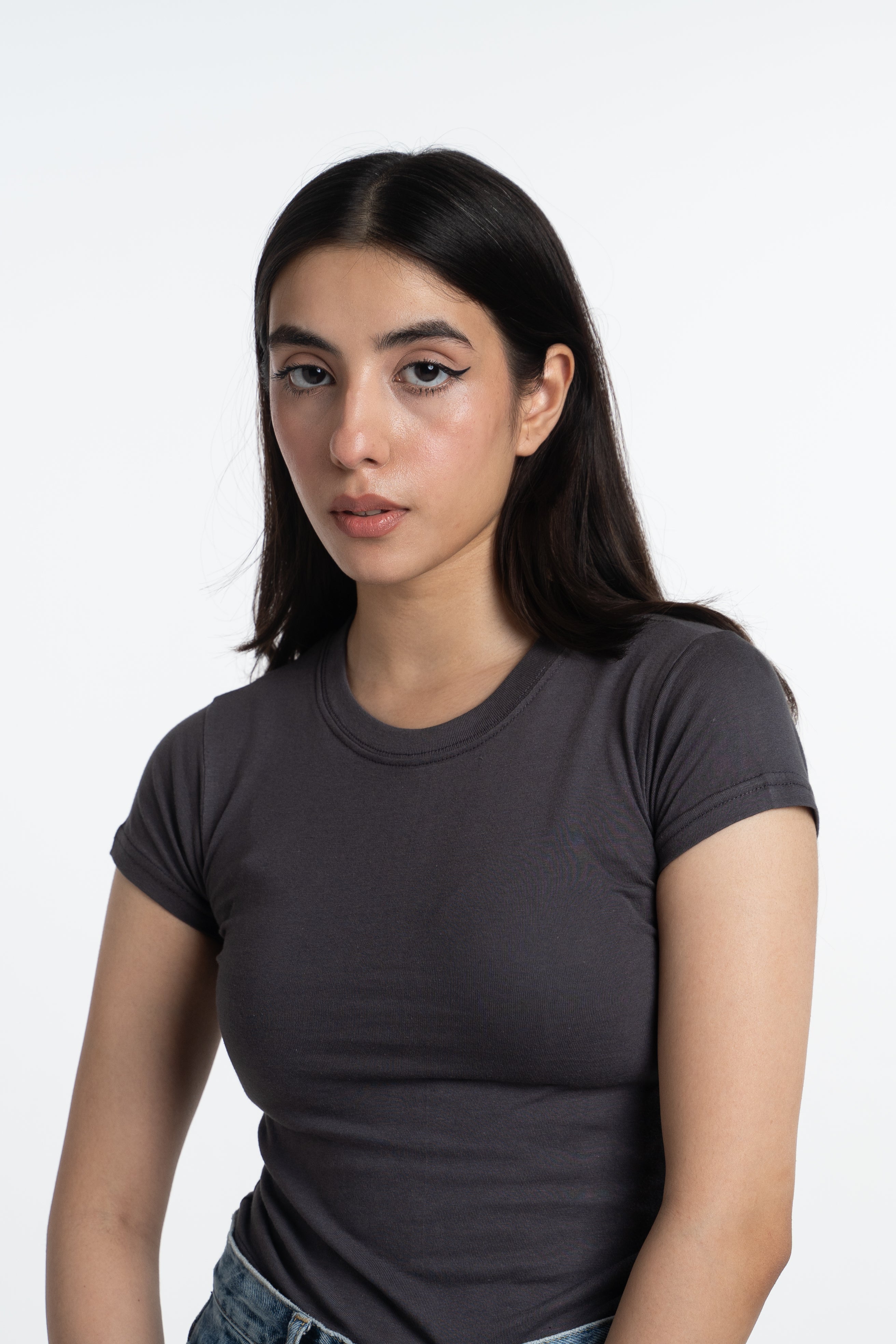 “Grey” Baby Tee – FRENZY